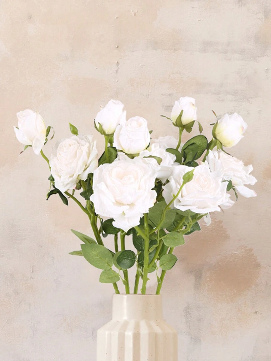 6 Heads 2Pcs Stems Artificial Roses With Stems 21.25" Long Stem Roses ...