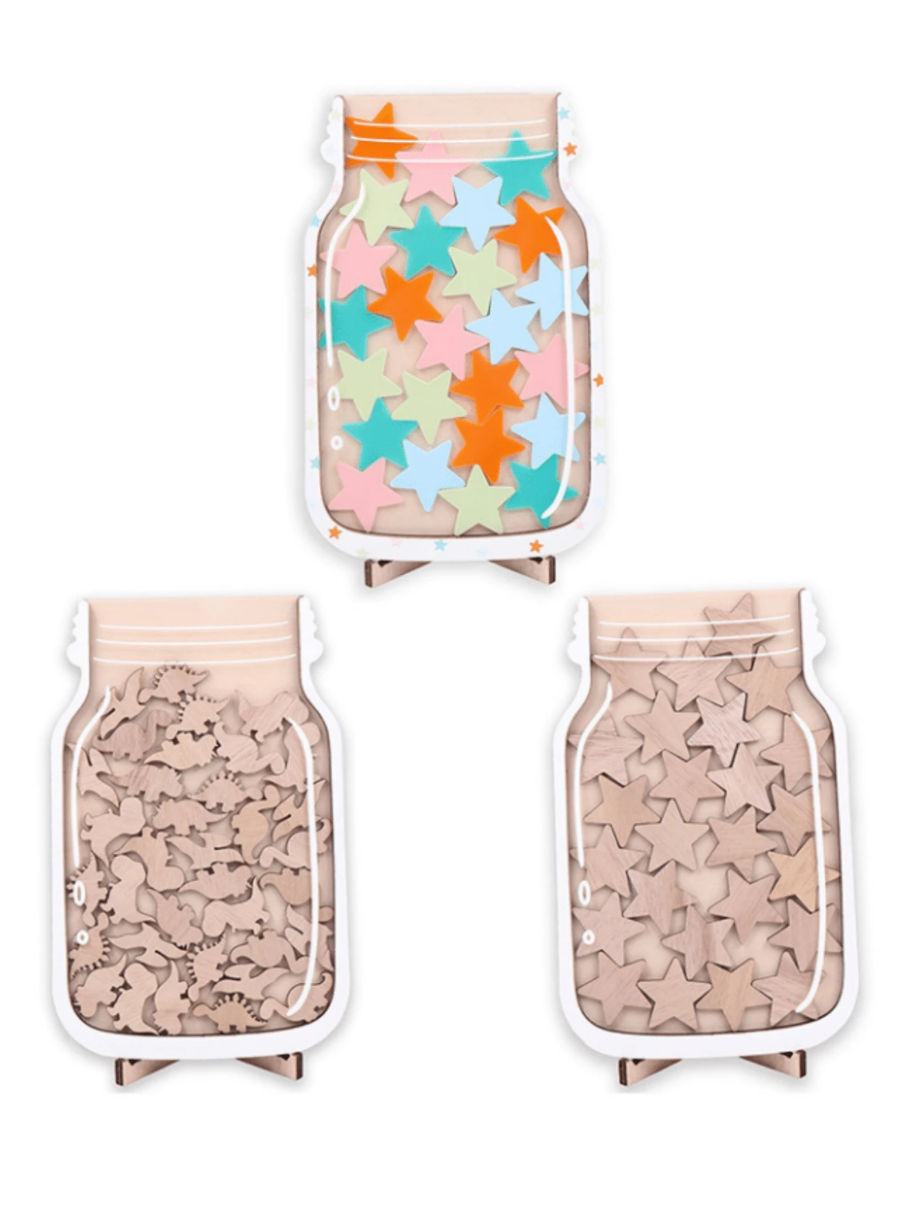 1pc Wooden Star Reward Jar, Smiling Face Scoring Token Jar For Learning ...