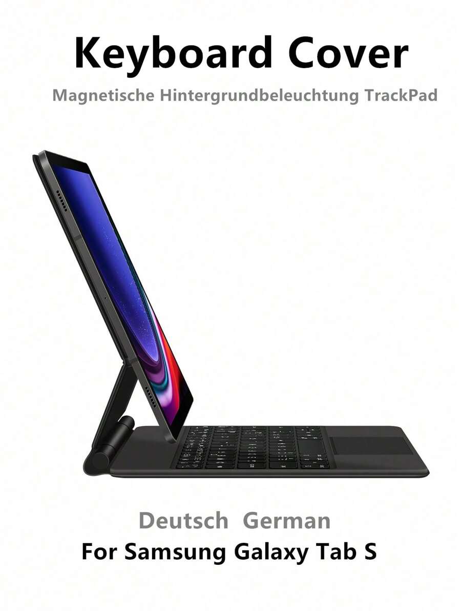 Capa de teclado alemã compatível com Samsung Galaxy Tab S9 FE+ Plus S8+ S7 FE Plus S9+ S8+12,4 ...
