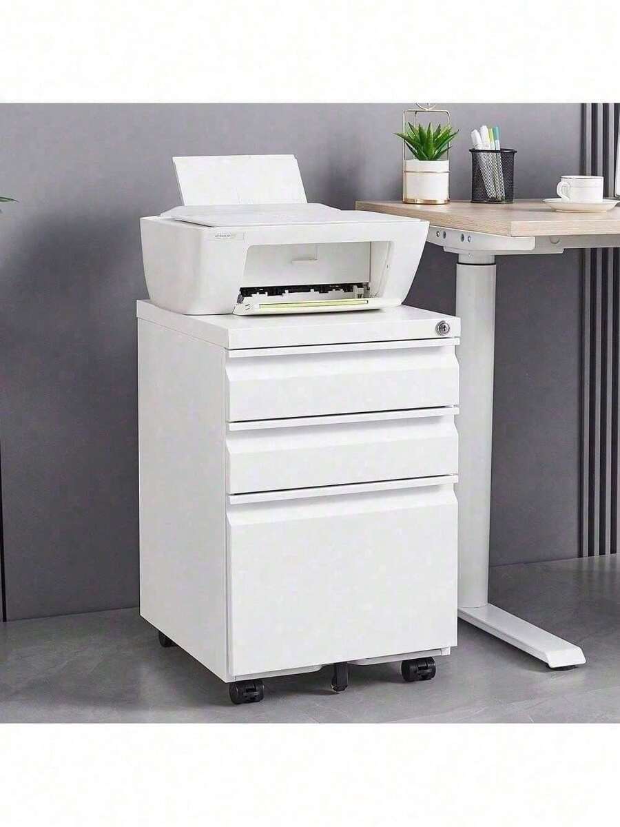 Office Furniture Copier Cabinet Black 2 Door Steel Copier Stand Mobile ...