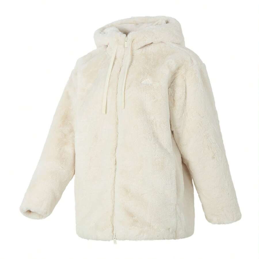 Adidas Women Fuzzy Hooded Jacket, Warm Outerwear, Please Order One Size ...