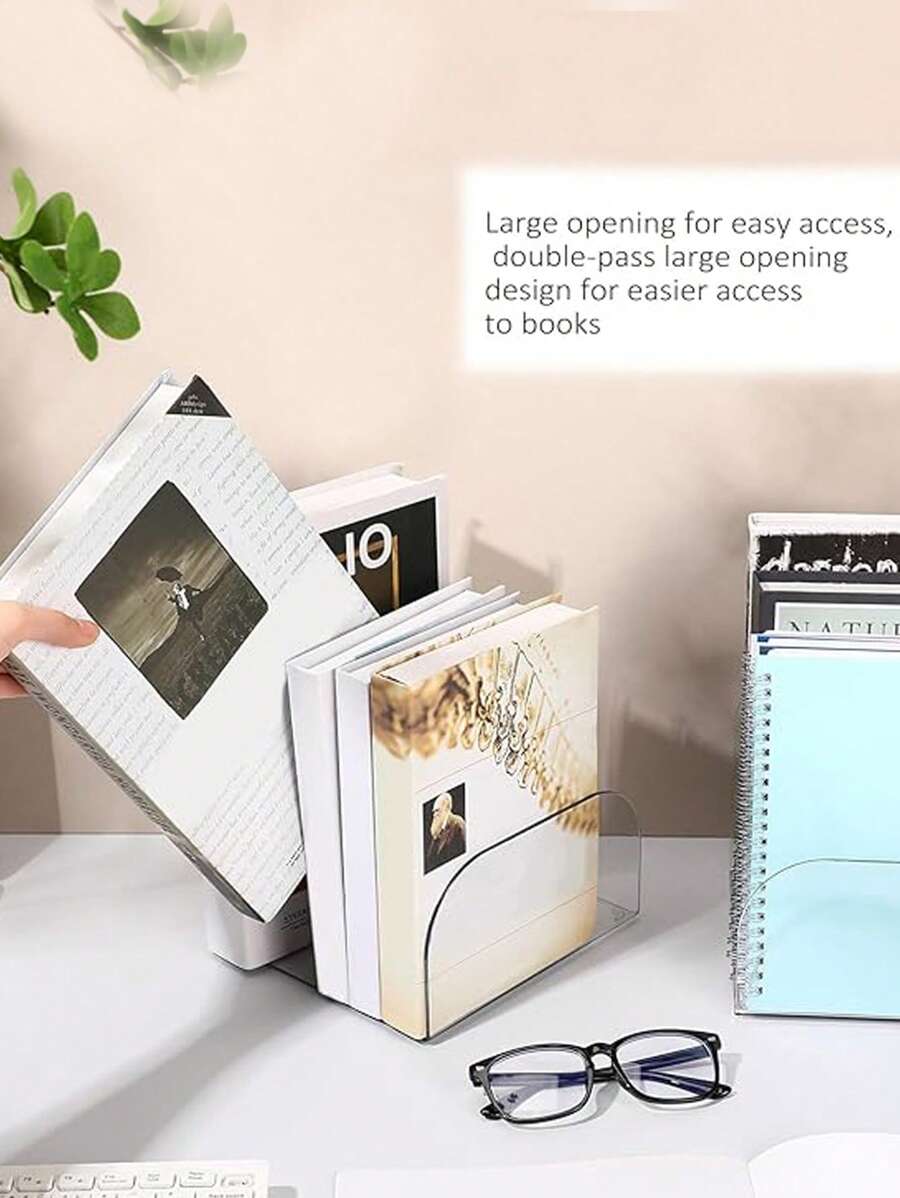 2pcs Book Sorting Receiver, Desktop Transparent Acrylic Book Office Three Grid File Storage Box ...