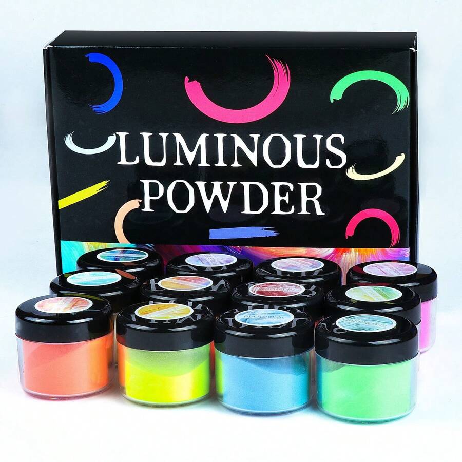 1 Set Of 12 Colors Glow In The Dark Epoxy Resin Dye Luminous Mica ...