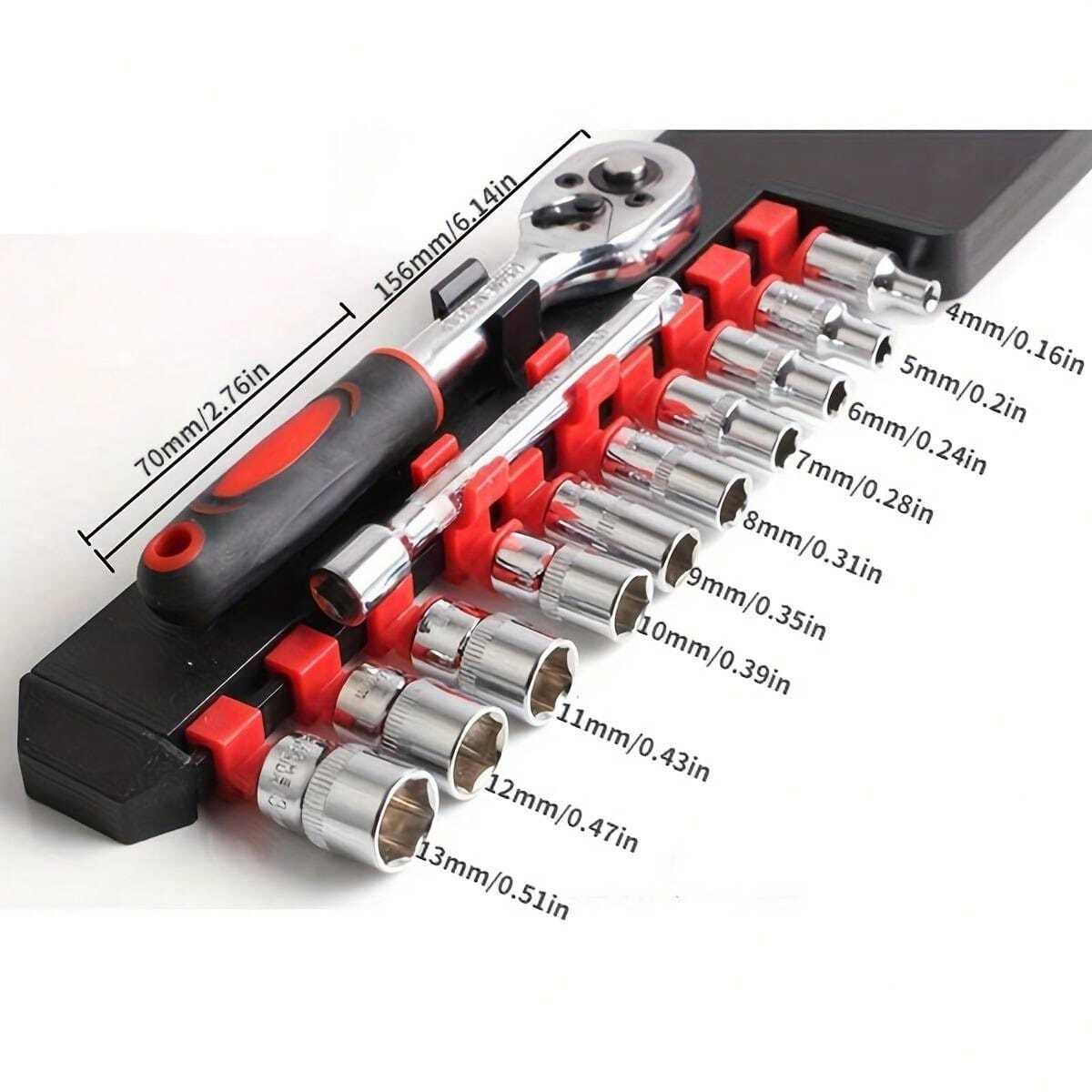 1 Set Professional Ratchet And Socket Wrench Kit, Heavy Duty Chrome ...
