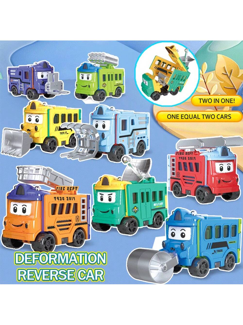 Early Learning Toy For Boys 3-5 Years, 4 Transforming Reversible Cars ...