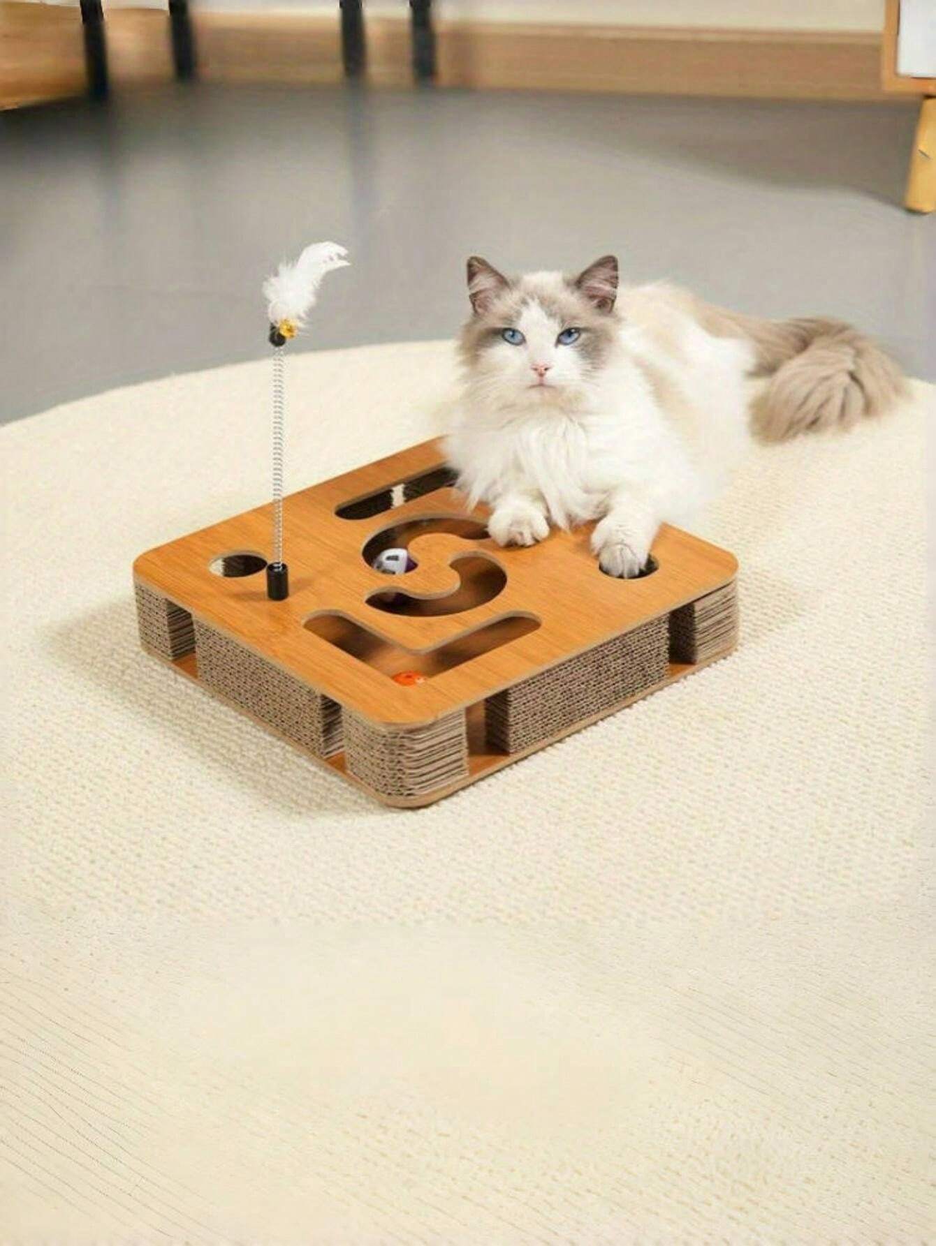 Interactive Cat Scratcher With Teaser Ball - DurableCorrugated ...
