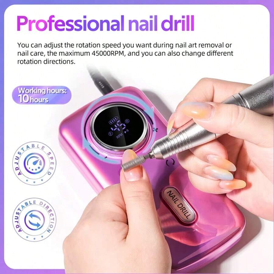 45000RPM Professional Electric Nail Drill Machine Portable Nail File ...