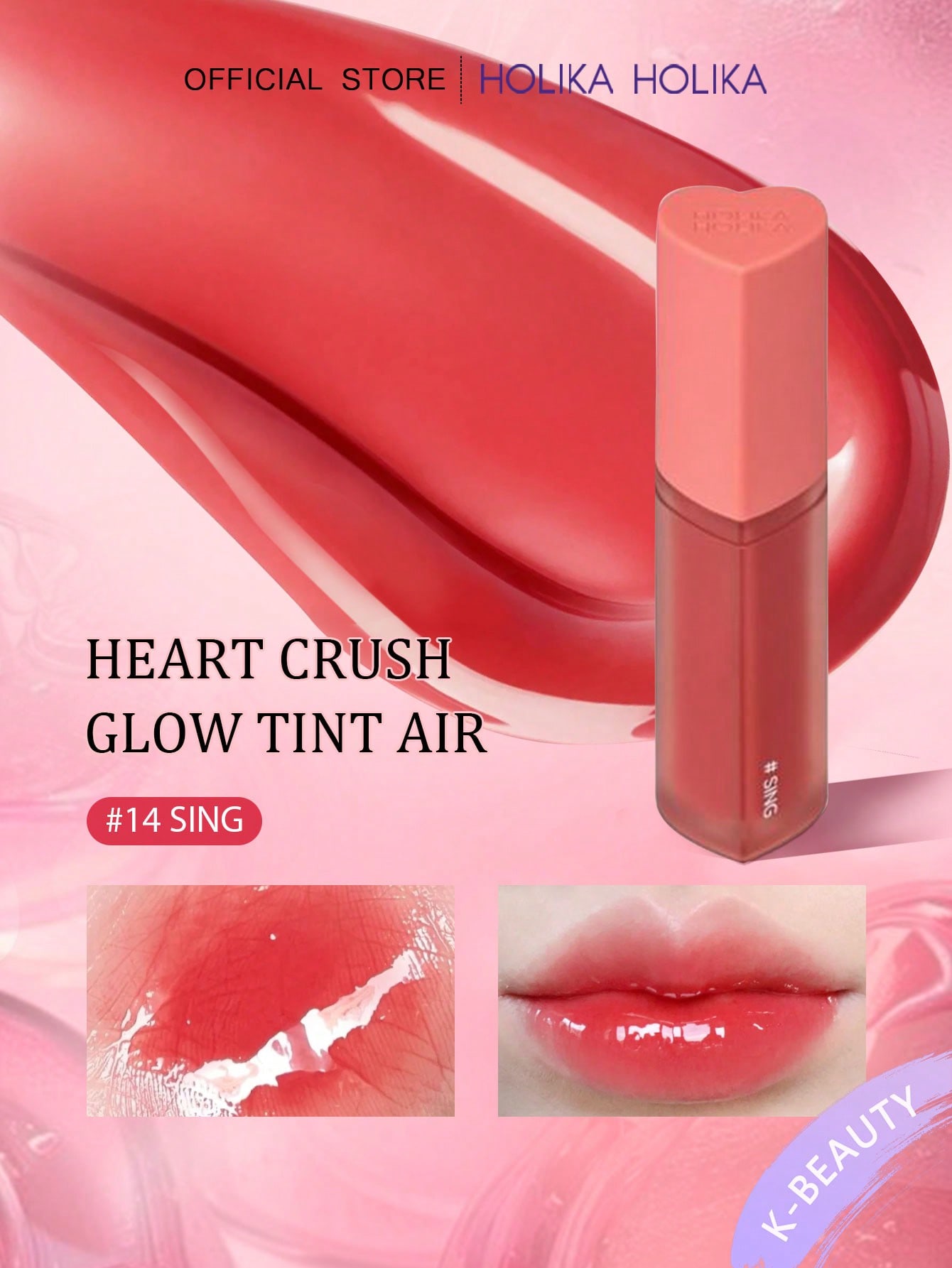 HOLIKA HOLIKA Tinte labial de aire con efecto glow "Heart Crush", tinte ...