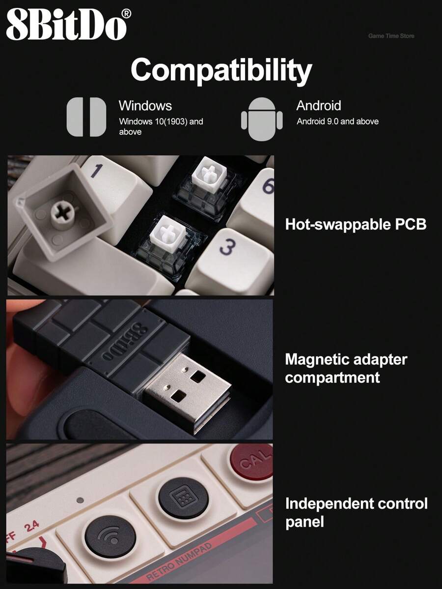 8bitdo 8BitDo Mechanical Keyboard Retro 18 Numpad Compatible With ...