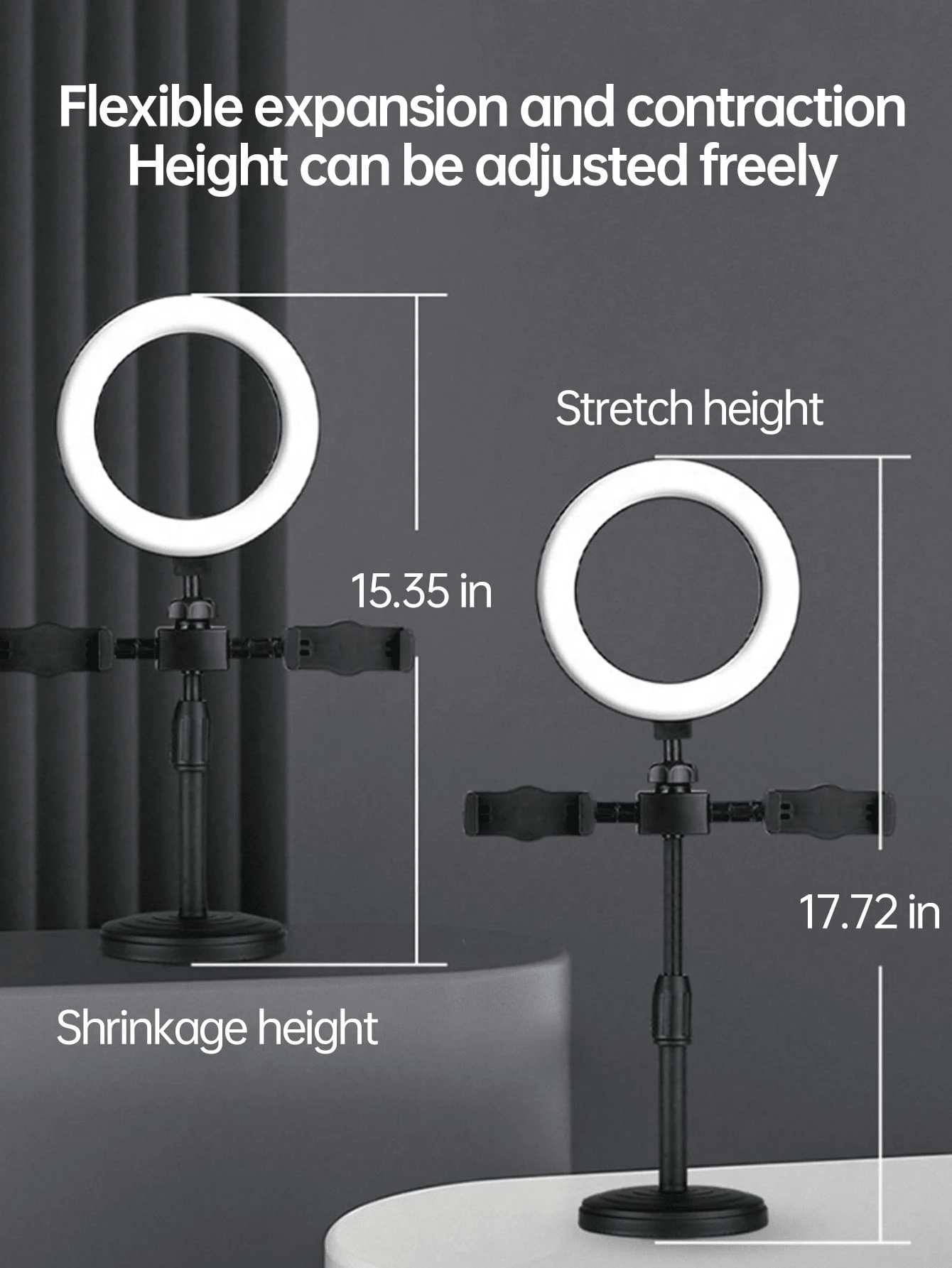 Multi-Functional 6-Inch Dual Camera Cell Phone Ring Light, Adjustable ...