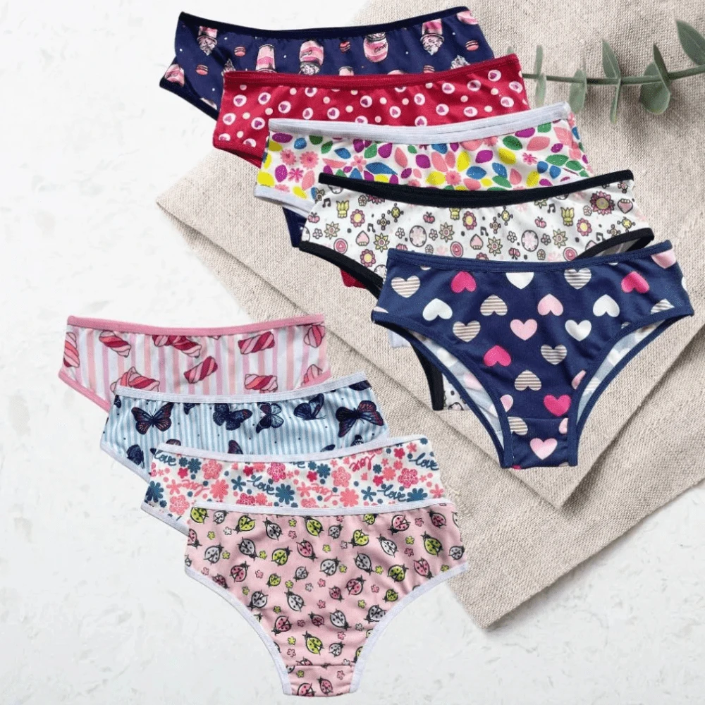 Kit 5 Calcinhas infantil em microfibra com forro 100% algodão Calcinha ...