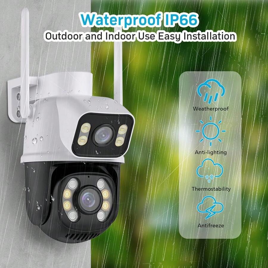8MP 4K WIFI IP Camera Dual Lens PTZ Surveillance Camera Outdoor ...