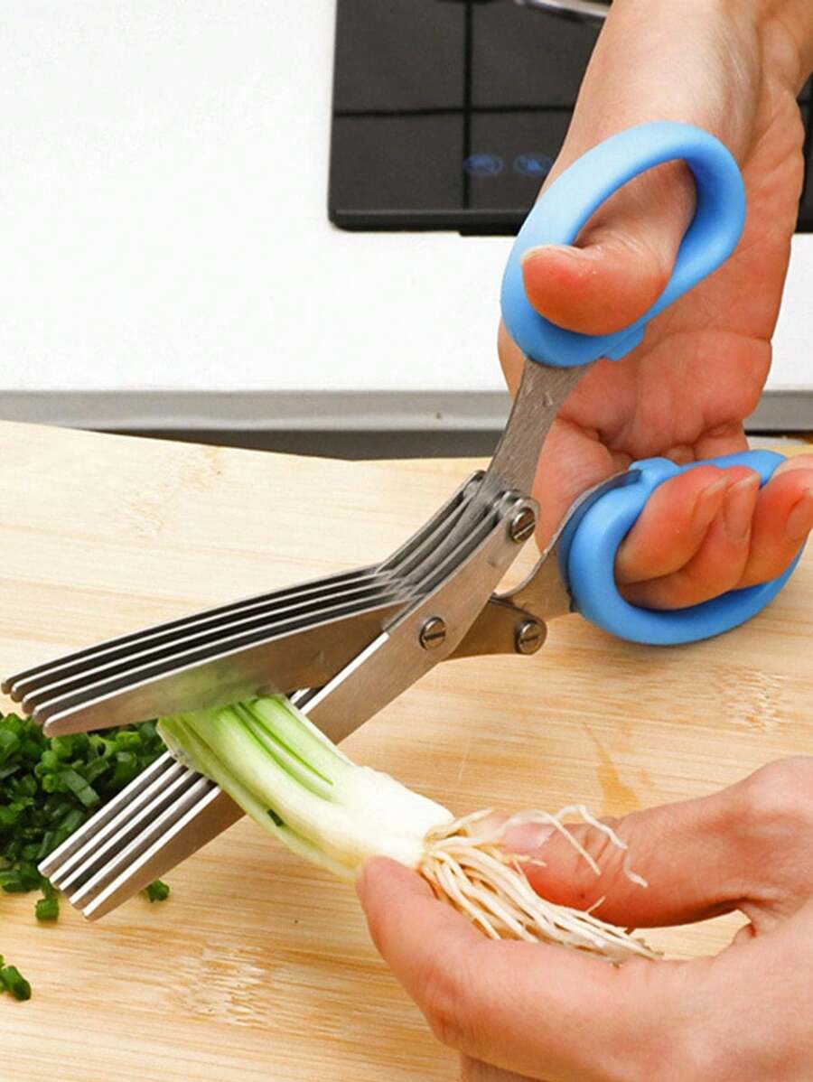 5-Layer Stainless Steel Scallion Shear, Multi-Functional Vegetable/Herb ...