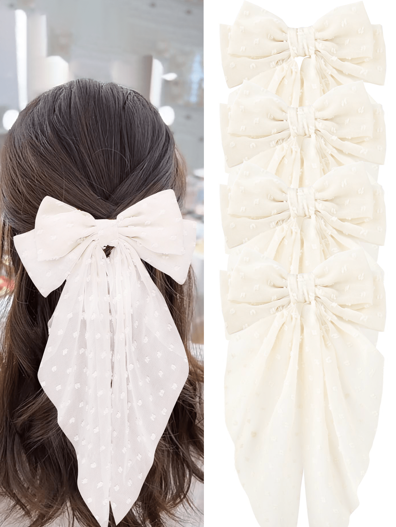 4 Pieces Royal Blue Bow Big Satin Bow Ladies Hair Clips Cute Big Hair ...