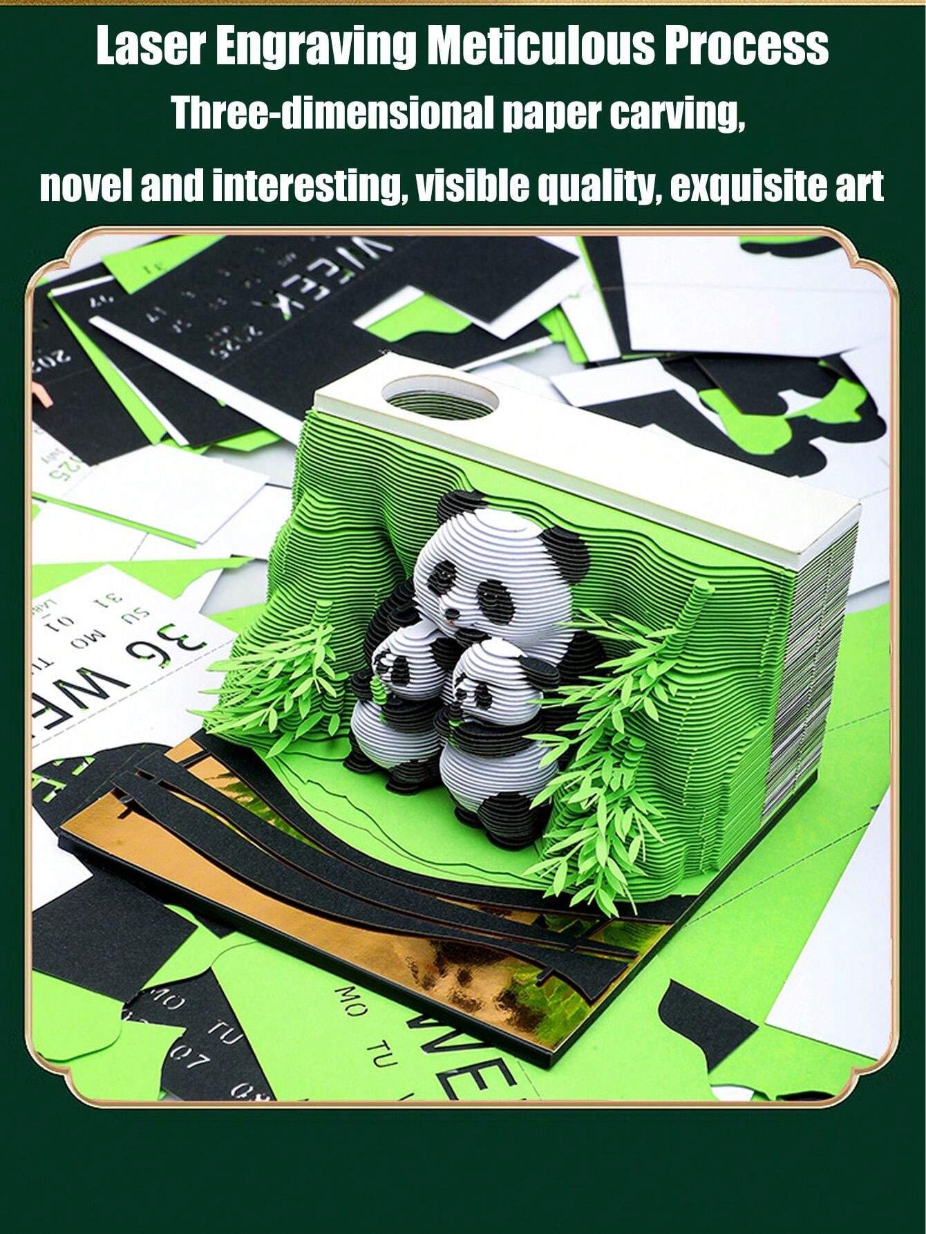 3D Pop-Up Panda Calendar 2025 - Creative DIY Paper Sculpture Desk Decor ...