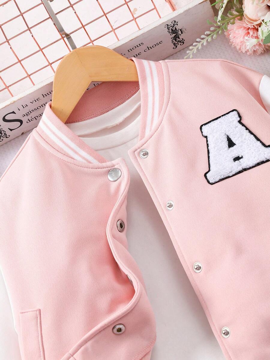 Tween Girl Baseball Jacket & Pleated Skirt 2pcs Outfit, School Style ...