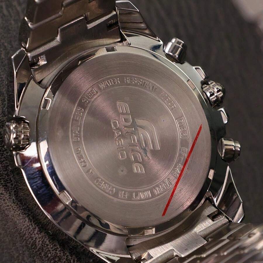 Casio Edifice Chronograph Watch Stop Watch For Men Blue Dial With Silver Stainless Steel Strap ...