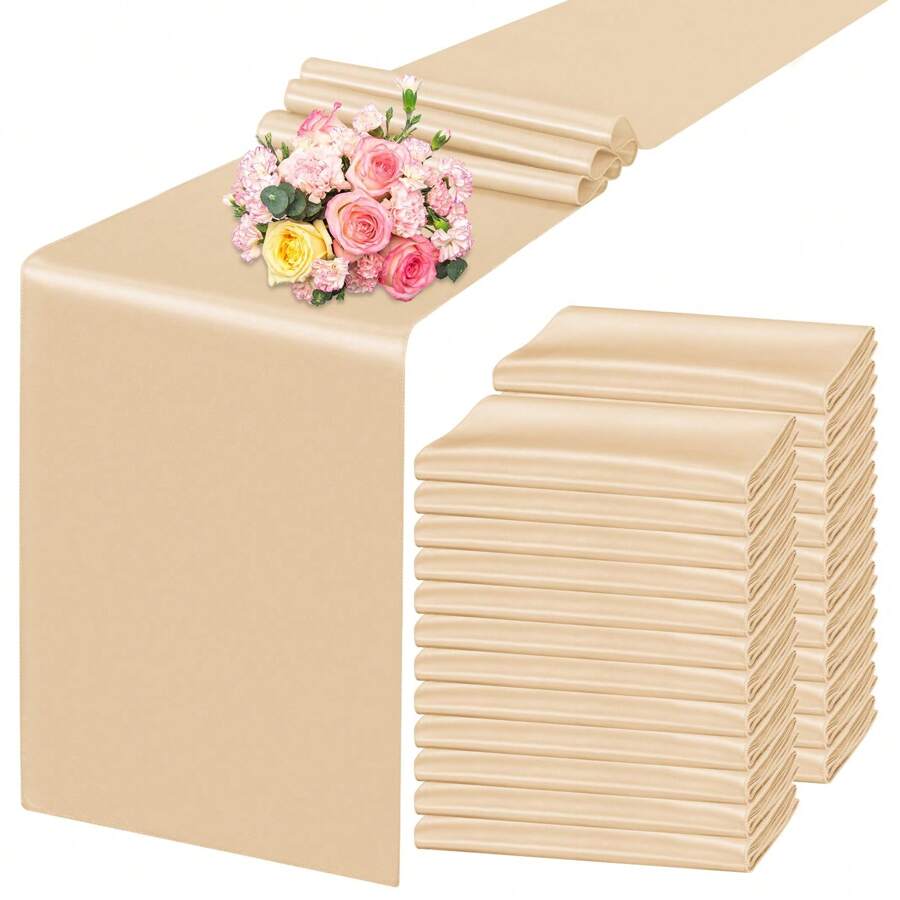 24 Pack Table Runway 12 X 72 Inch Premium Satin Table Flag, Bright Silk ...