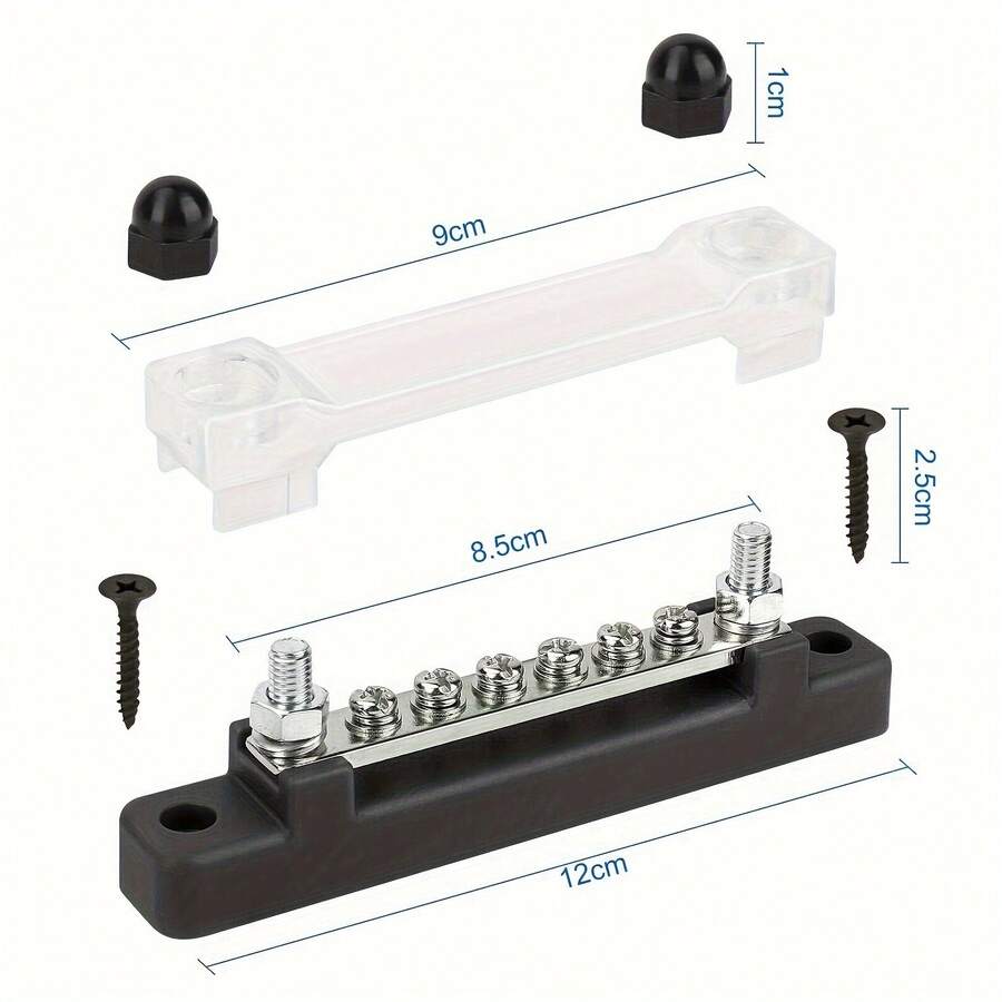 6-Pin Busbar Distribution Block With Cover, Single Row Busbar Grounding ...