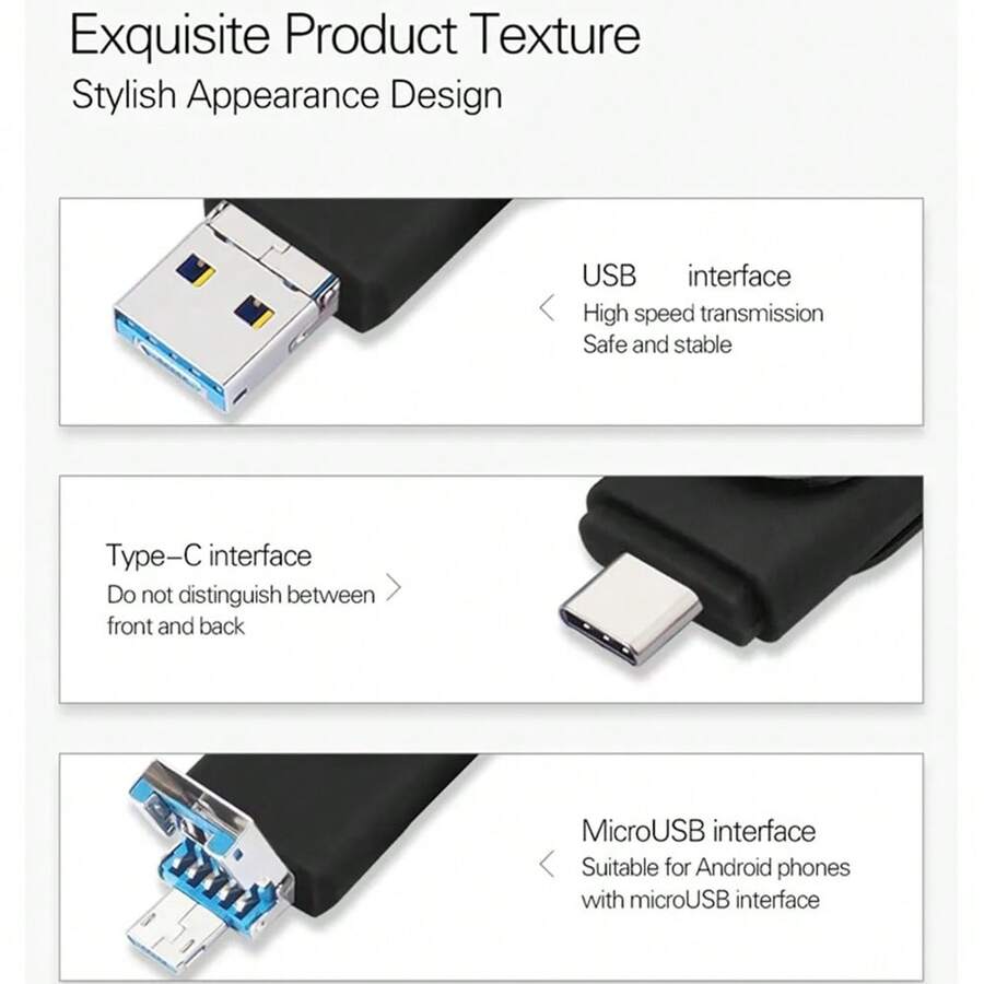Pendrive 3 en 1 de 64GB con conector TYPE C, memoria USB 2.0 de 32GB ...