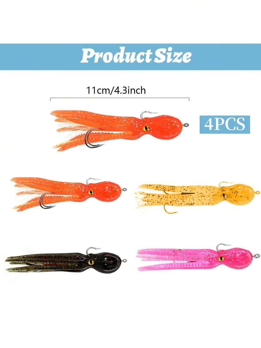 Sea Fishing TPE Squid Soft Lure Luminous Squid Hook Bionic Artificial ...