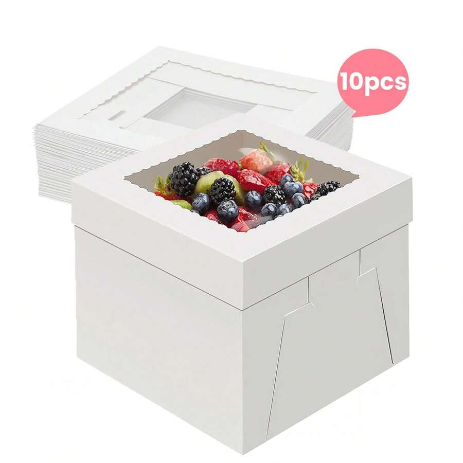 10pcs Cake Boxes 12 Inch 12x12x6 Tall Cake Boxes For Tier Cakes With ...