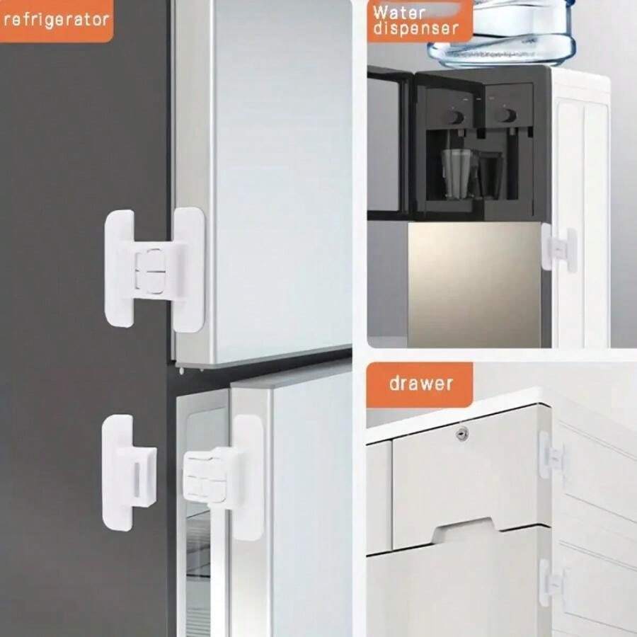 5pcs Refrigerator Safety Lock With Adhesive Pad, Fridge Freezer Lock ...