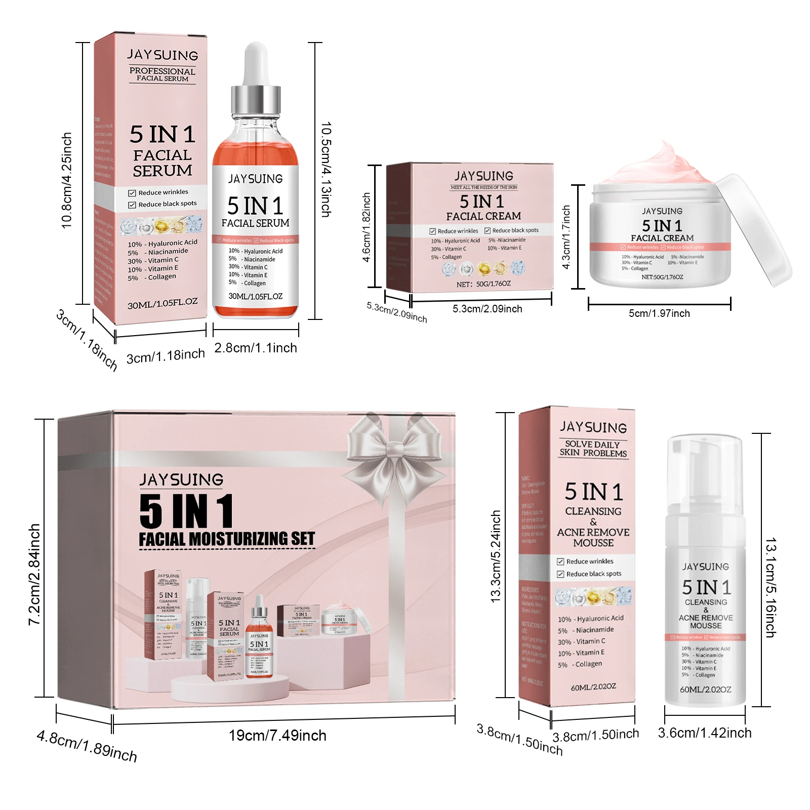 5-In-1 Facial Skin Care Gift Set - Intensive Moisturizing, Firming, And ...