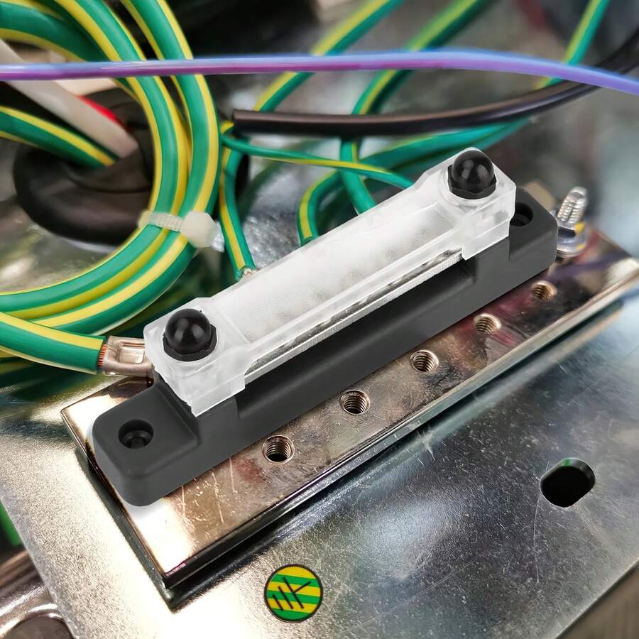 6-Pin Busbar Distribution Block With Cover, Single Row Busbar Grounding ...