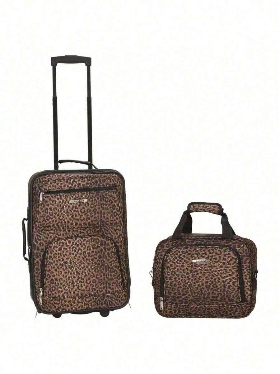 Rockland Rio 2pc Softside Carry On Luggage Set Leopard Suitcase Travel ...