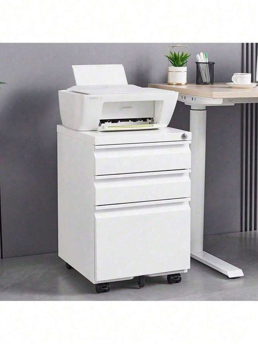 Office Furniture Copier Cabinet Black 2 Door Steel Copier Stand Mobile ...