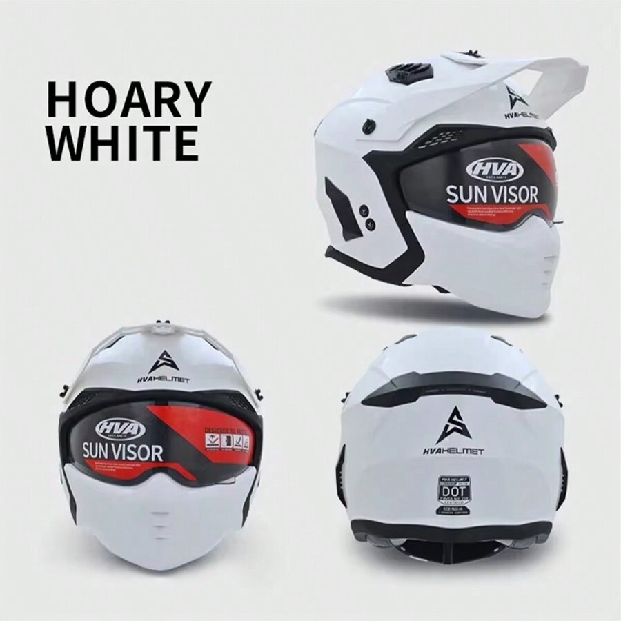 HVA Motorcycle Helmet Vintage Casque Moto Black Warrior Combination ...