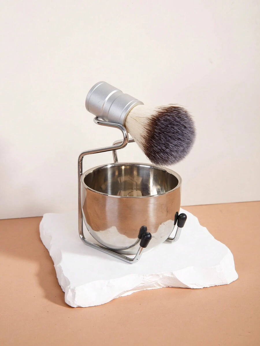 Mens Shaving Brush And Bowl Set, 3-In-1 Shaving Brush Kit Wood Handle ...