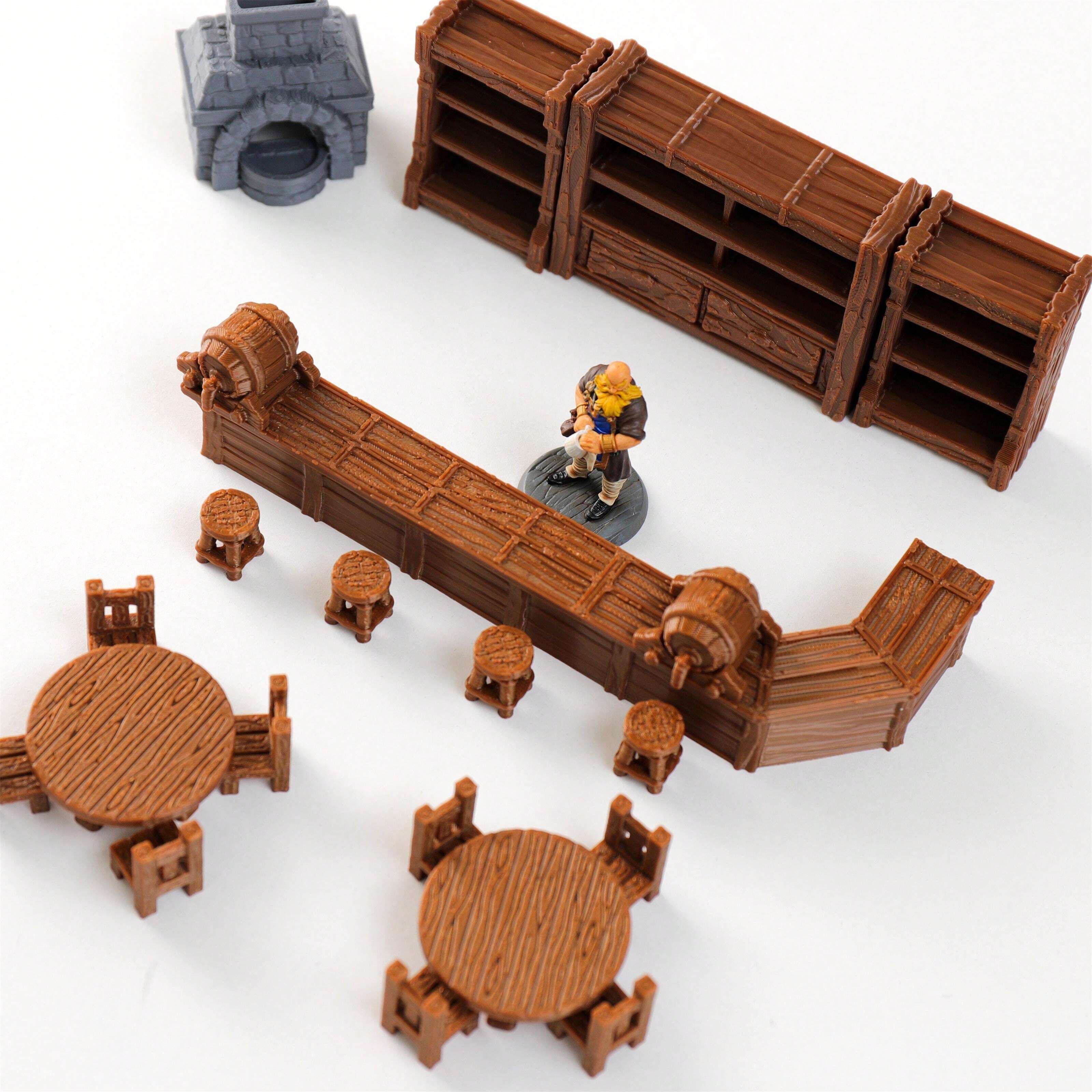 Set di mobili da taverna, scenografia 3D stampata per tavolo da gioco ...
