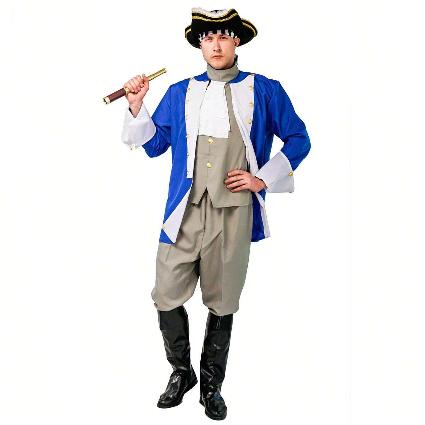 Men Colonial Costume Role Play Blue General Colonial Outfits For Adult ...