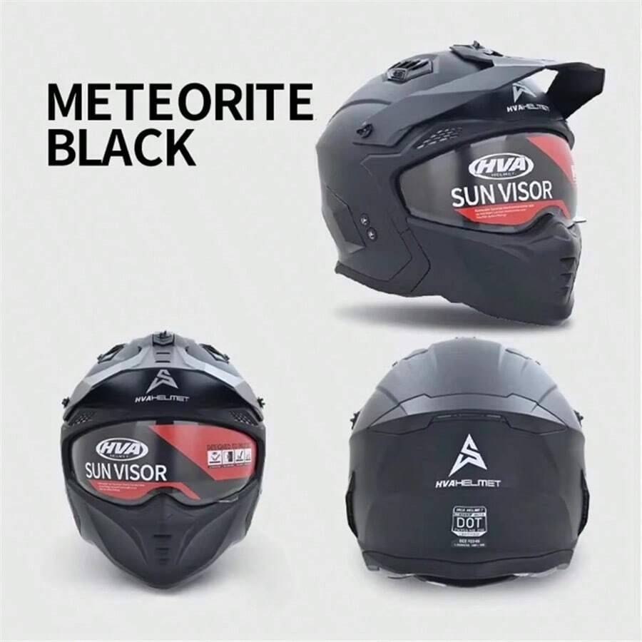HVA Motorcycle Helmet Vintage Casque Moto Black Warrior Combination ...