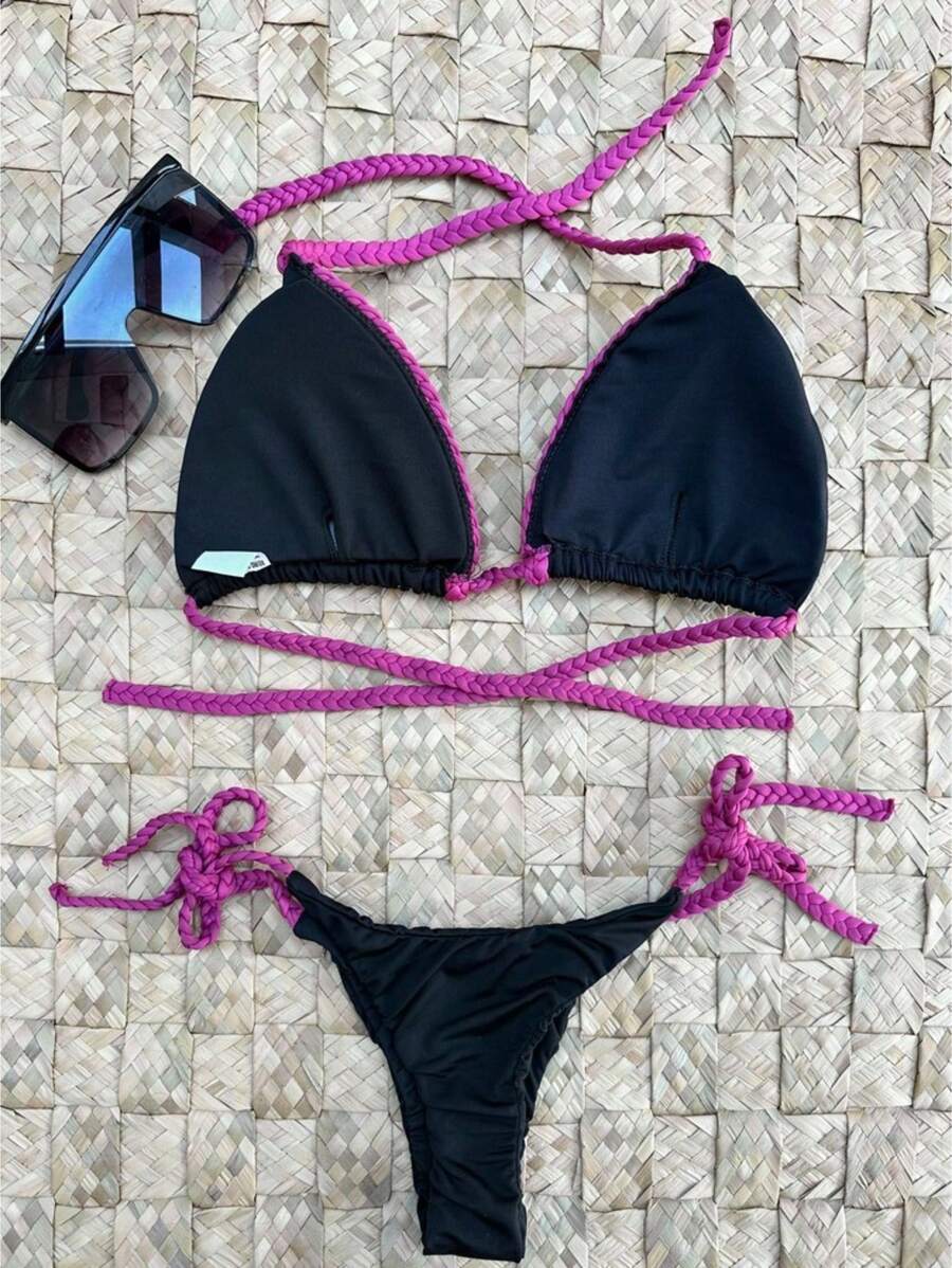 Conjunto de Biquíni Asa Delta Fio Dental com Detalhes em Tranças ...