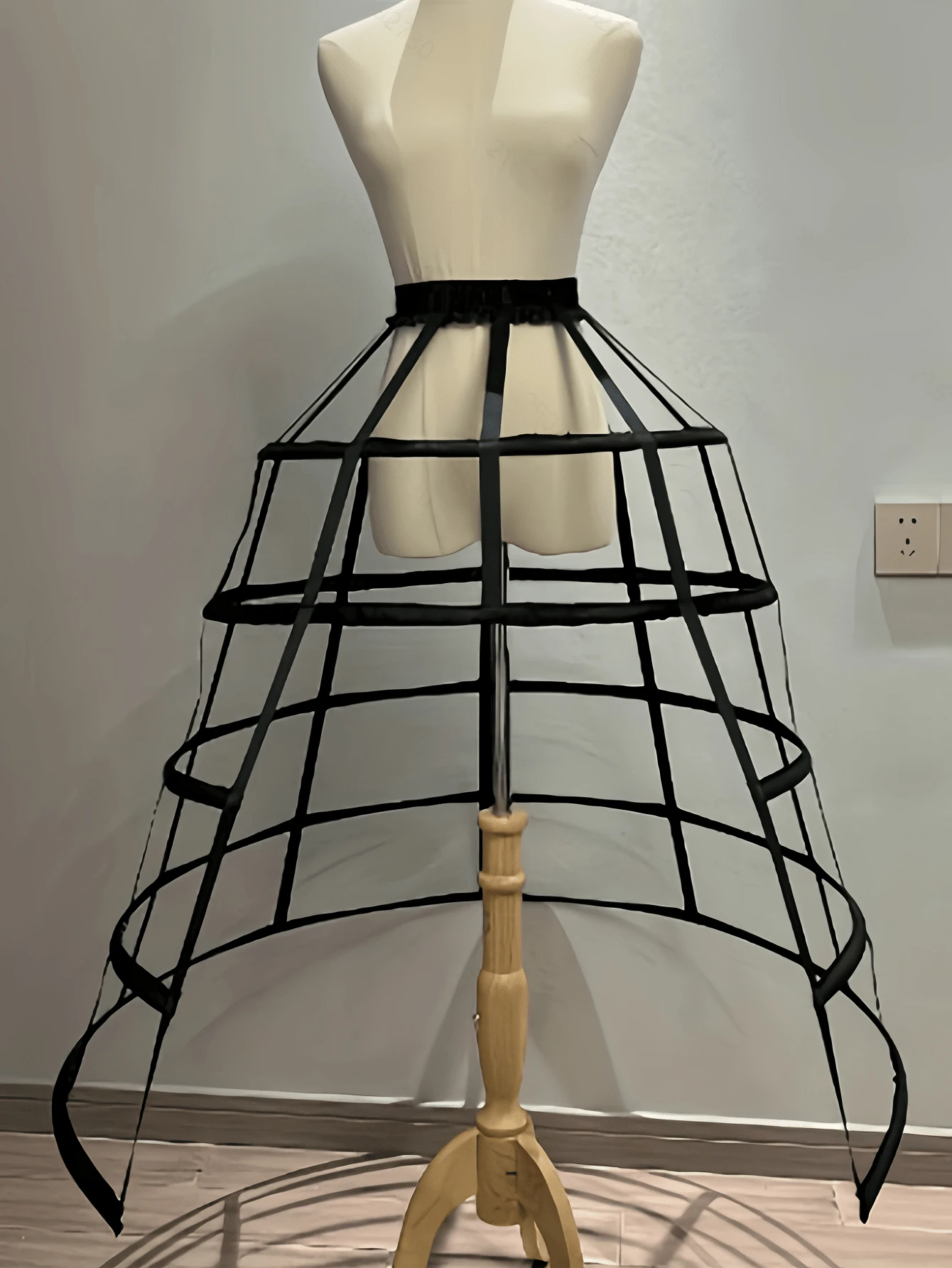 1pc Women's Black 5-Ring Bird Cage Cutout Ventilated Satin Petticoat ...