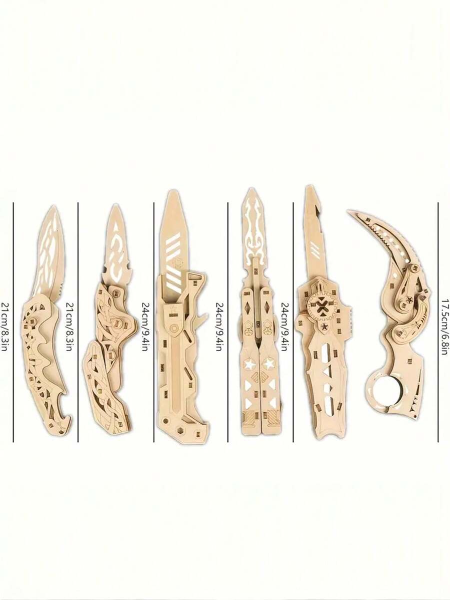 6-Piece 3D Wooden Puzzle DIY Building Kit - Challenging Mechanical ...
