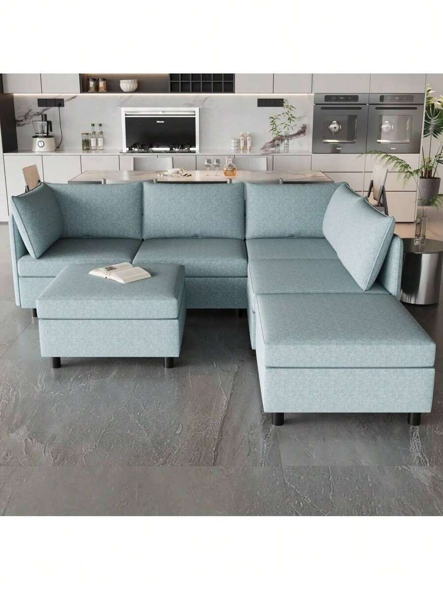 Modular Sectional Sofa, Convertible Sofa Seat With Storage, Sleeper Sectional Sofa Set, Fabric ...