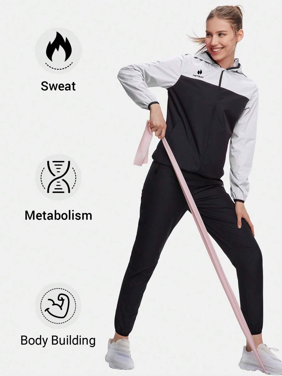 HOTSUIT Sauna Suit For Women Sweat Suits Gym Workout Exercise Sauna Jacket Pant Full Body ...