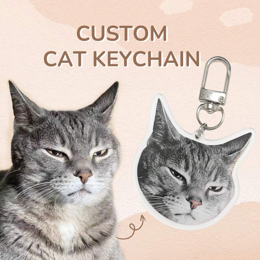 Customized Pet Photo Keychain, Acrylic Keychain, Dog Portrait Keychain ...