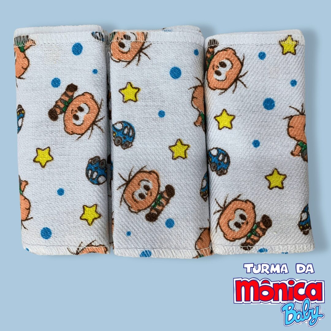 Kit With 3 Turma Da Monica Baby Belly Button Bands - Flannel Fabric ...