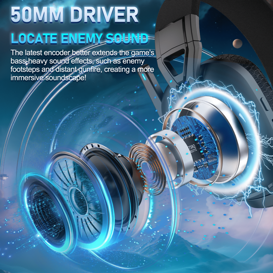 COLUSI Fones de Ouvido Gamer sem Fio Over Ear Colusi Novos, 48h de ...