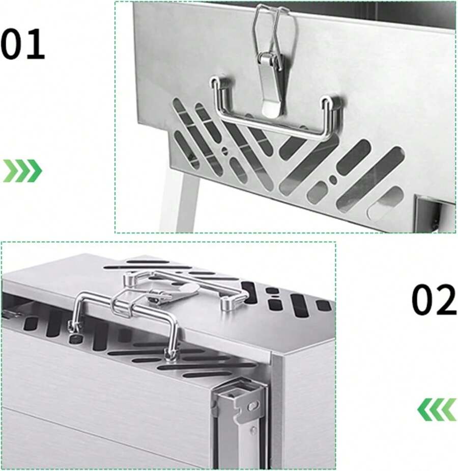 Portable Charcoal Grill Barbecue, Foldable Stainless Steel BBQ Grill Outdoor Camping Tabletop ...