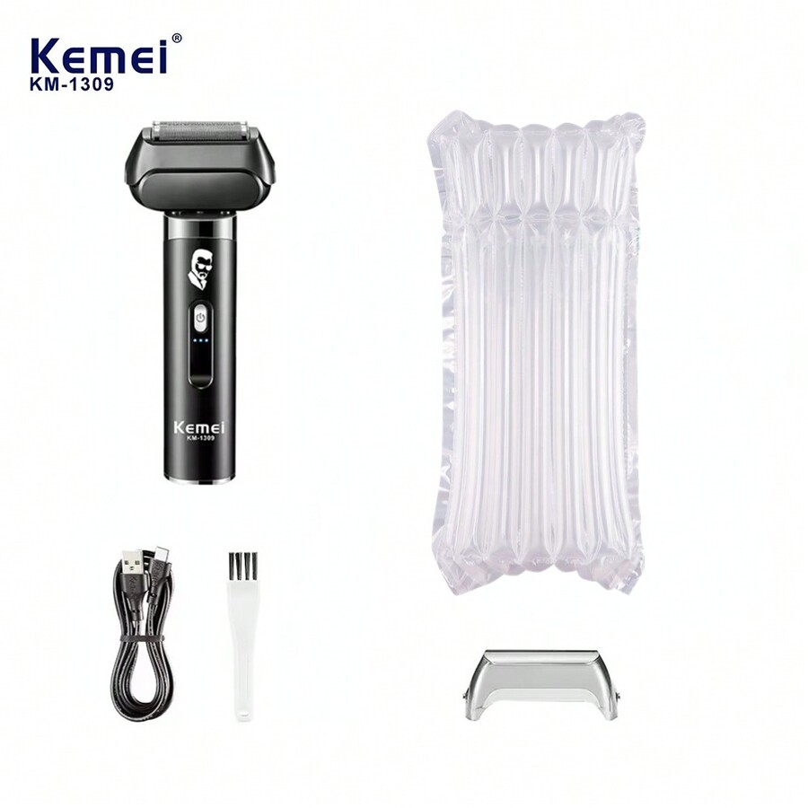 Kemei Cordless Safety Razor 4-Blade Professional IPX7 Beard Trimmer ...