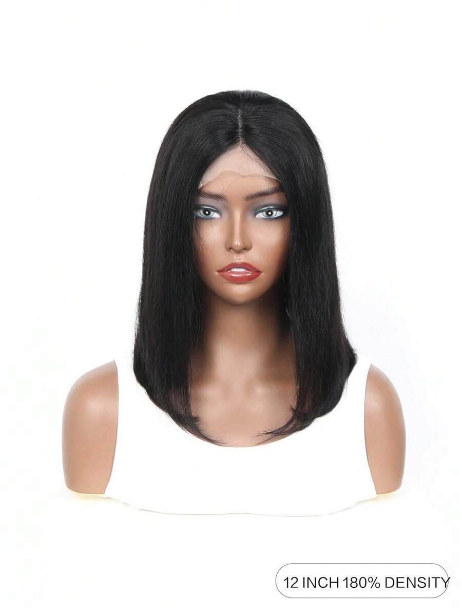 180% Density Straight Bob Lace Closure Human Hair 8-16 Inch Bob Wig ...