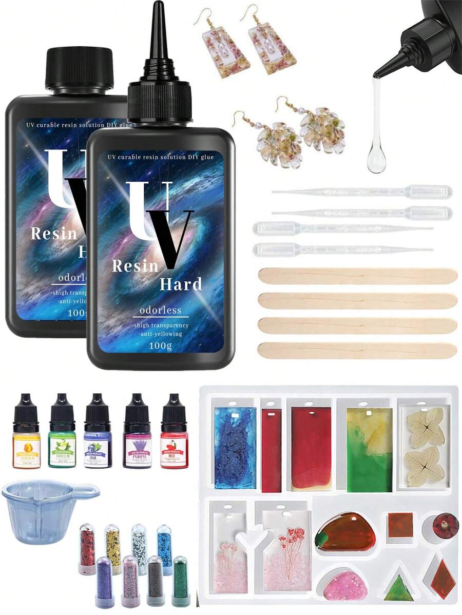 Low Viscosity Crystal Clear Thin UV Resin Kit, Quick-Curing & Low Shrinkage Ultraviolet Epoxy ...