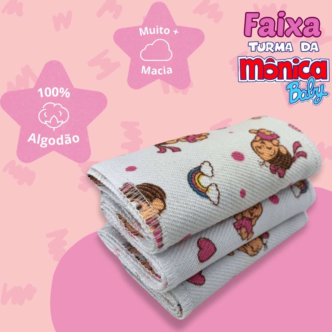 Kit With 3 Turma Da Monica Baby Belly Button Bands - Flannel Fabric ...