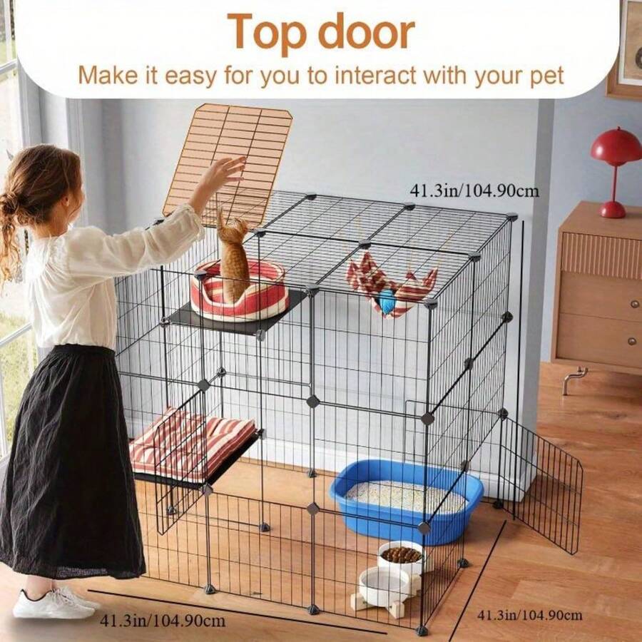 3-Tier Cat Cages Indoor Enclosure DIY Cat Playpen Catio Detachable ...